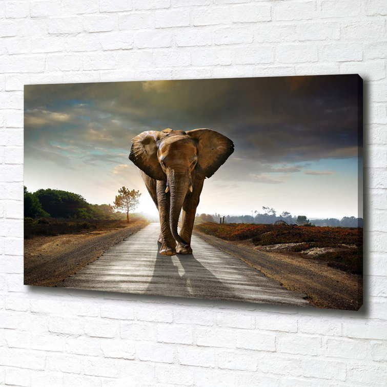 Brayden Studio Strolling Elephant - Unframed Art Prints on Canvas | Wayfair.co.uk